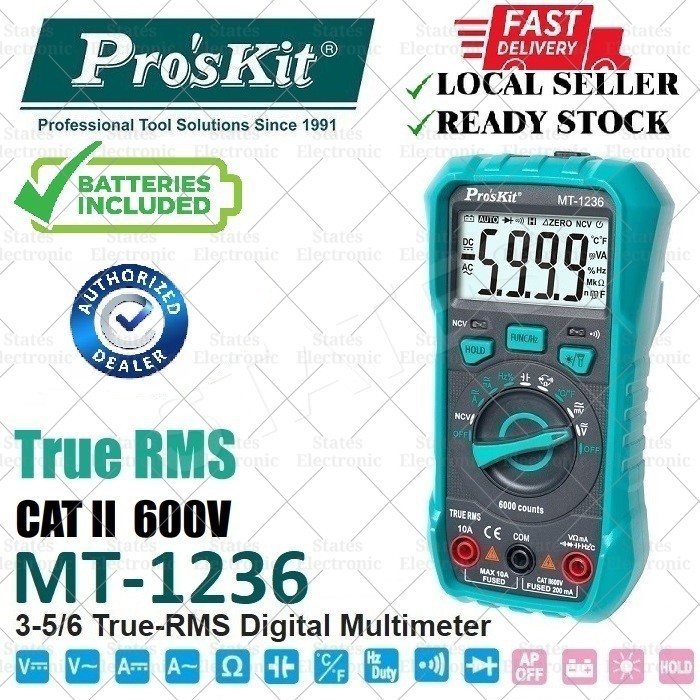Pro'sKit MT-1236 3⅚ True-RMS Digital Multimeter | Shopee Singapore
