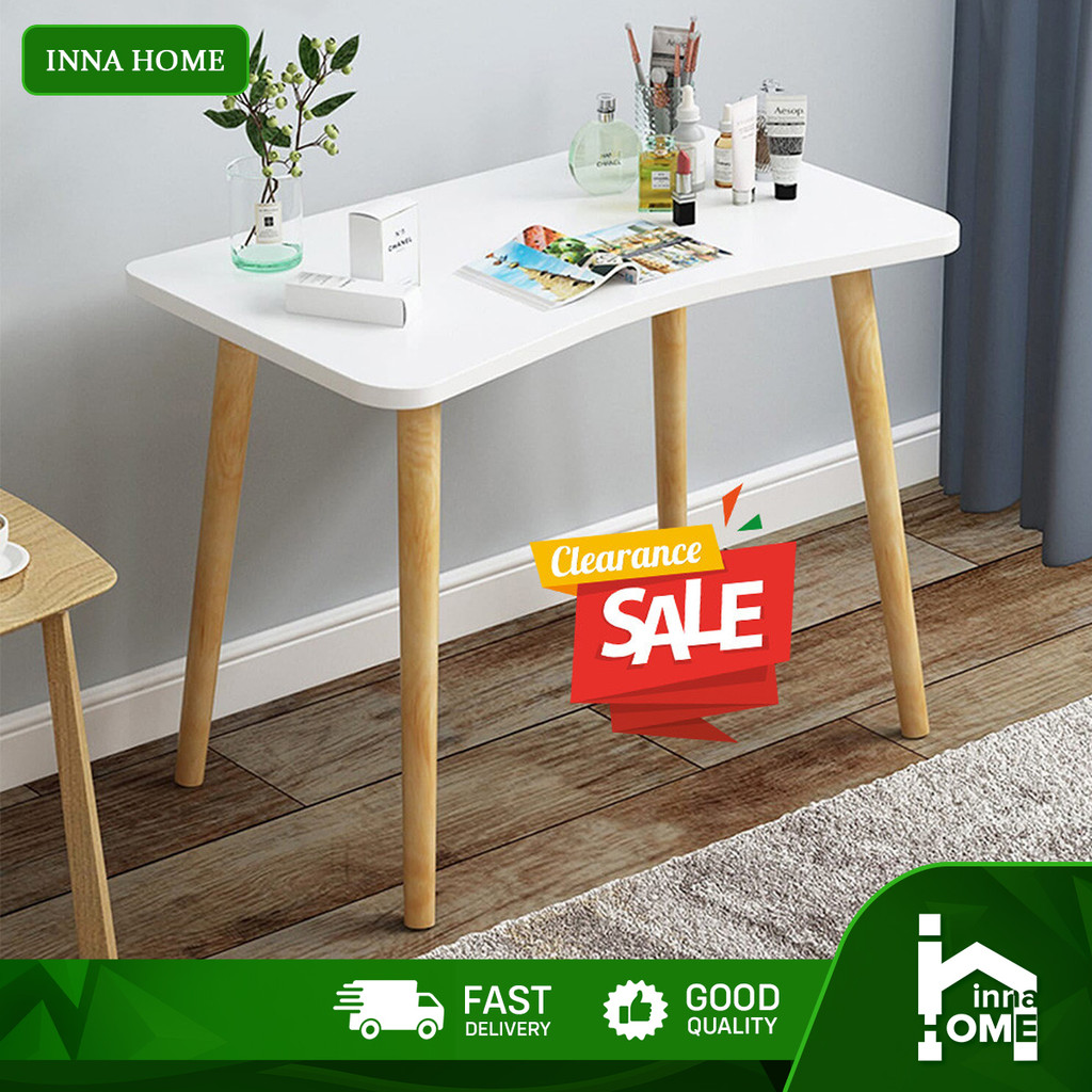 Inna Minimalist Natural Pine Wood Computer Study Desk Working Table ...
