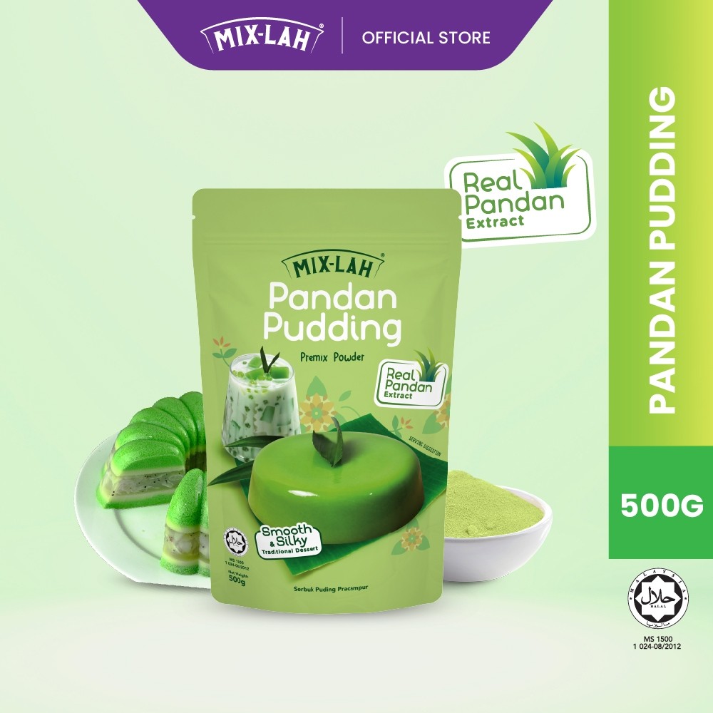 MIX-LAH Pandan Pudding Powder 班兰布丁 (500g) | Shopee Singapore