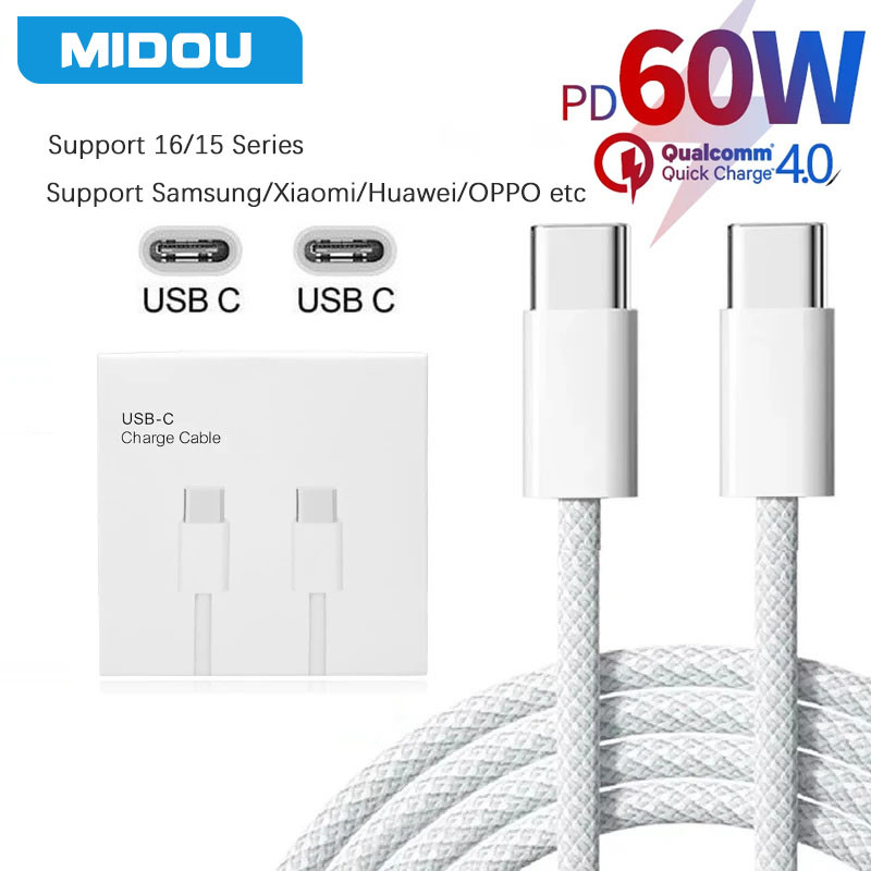 PD 60W USB C to USB C Fast Charging Cable For 16 15 Series Samsung Type ...