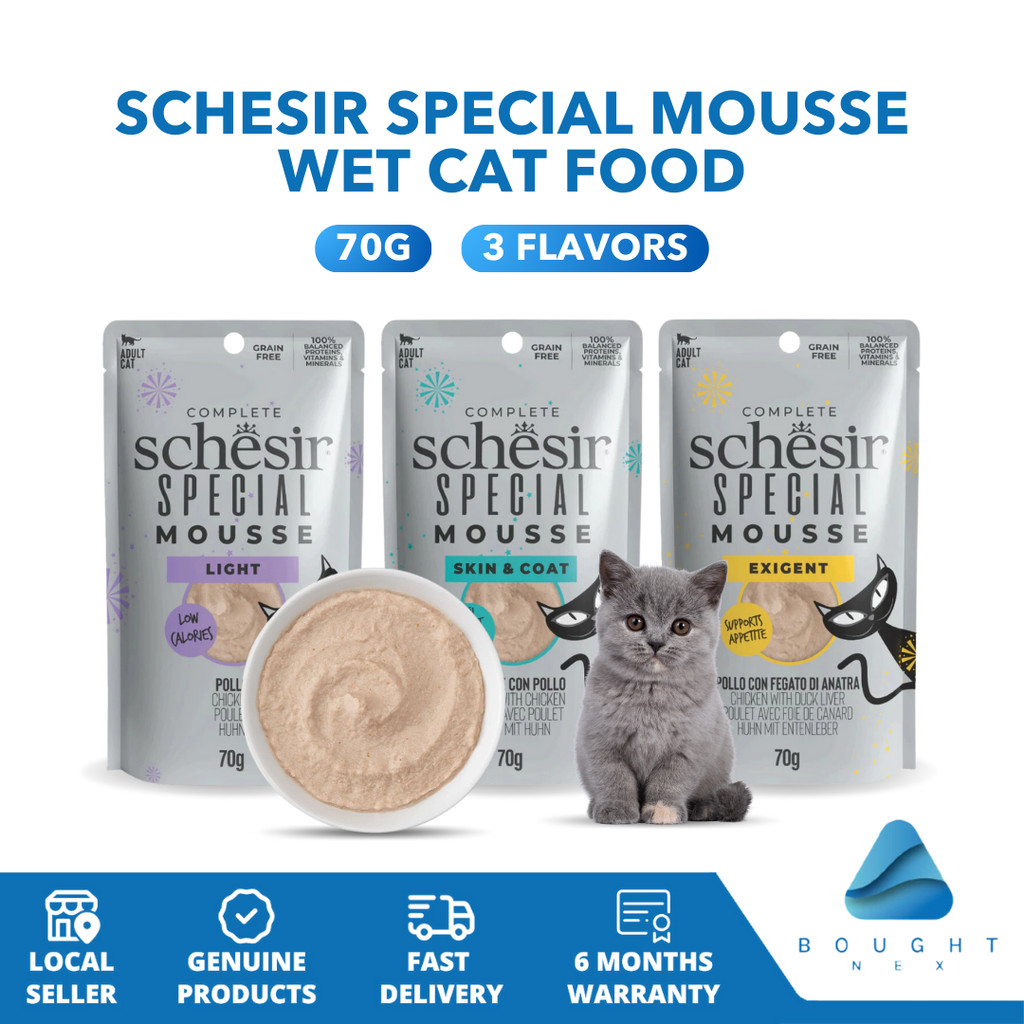 Schesir Special Mousse Wet Cat Food 70g - 100% Complete & Balanced Recipe, Tasty, Soft Texture ...