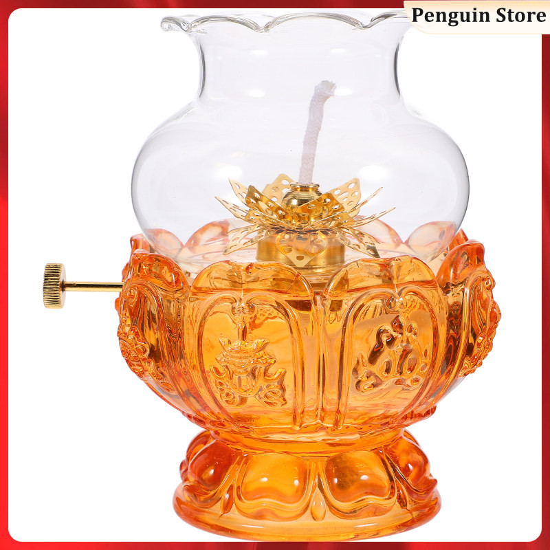 Retro Oil Lamp Solar Vintage Lantern Decor Glass Lamps Crafts Kerosene ...
