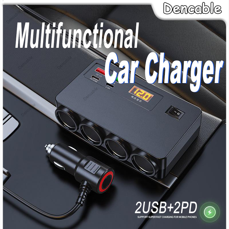 120W 4-in-1 Car Fast Charger 2USB3.0+2PD Multifunctional Expansion ...