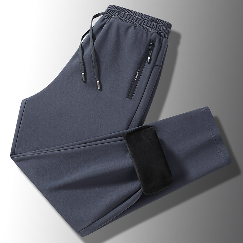 Plus Size Fleece-lined Thick Windproof Waterproof Soft Shell Pants Men ...