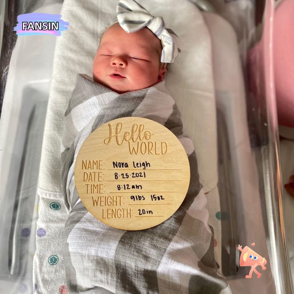 FANSIN1 Baby Announcement Sign, Hello World Wooden Newborn Welcome Sign ...