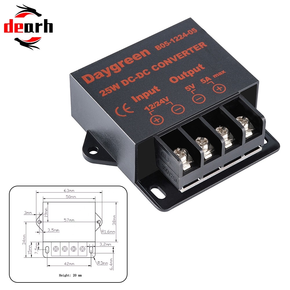Voltage Regulator DC 12V 24V to DC 5V 5A 25W Step Down Power Converter ...