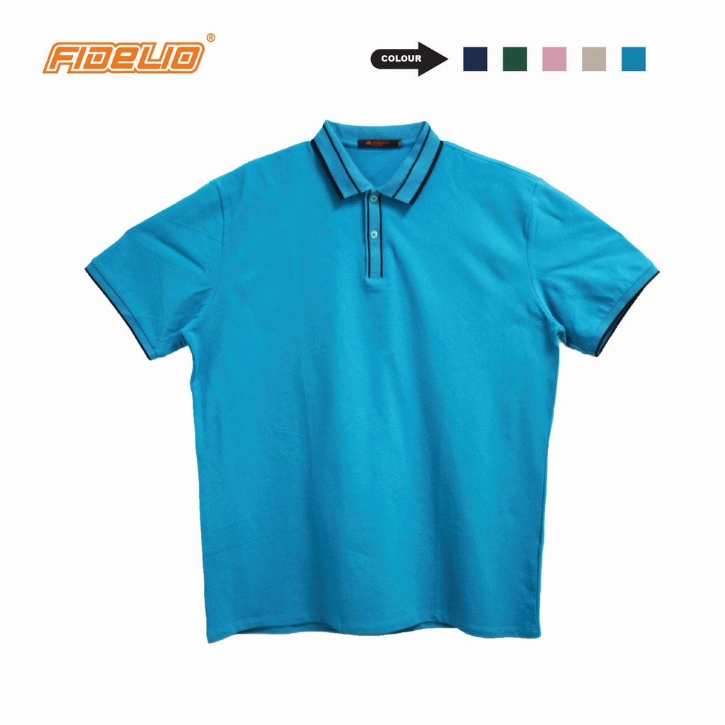 Fidelio Plus Special Rib and Collar Basic Polo Tees -Turquoise Blue ...