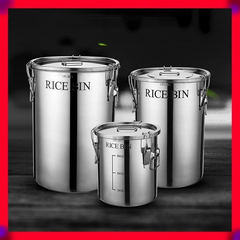 304 Stainless Steel Rice Storage Bucket Home Storage Sealed Barrel ...