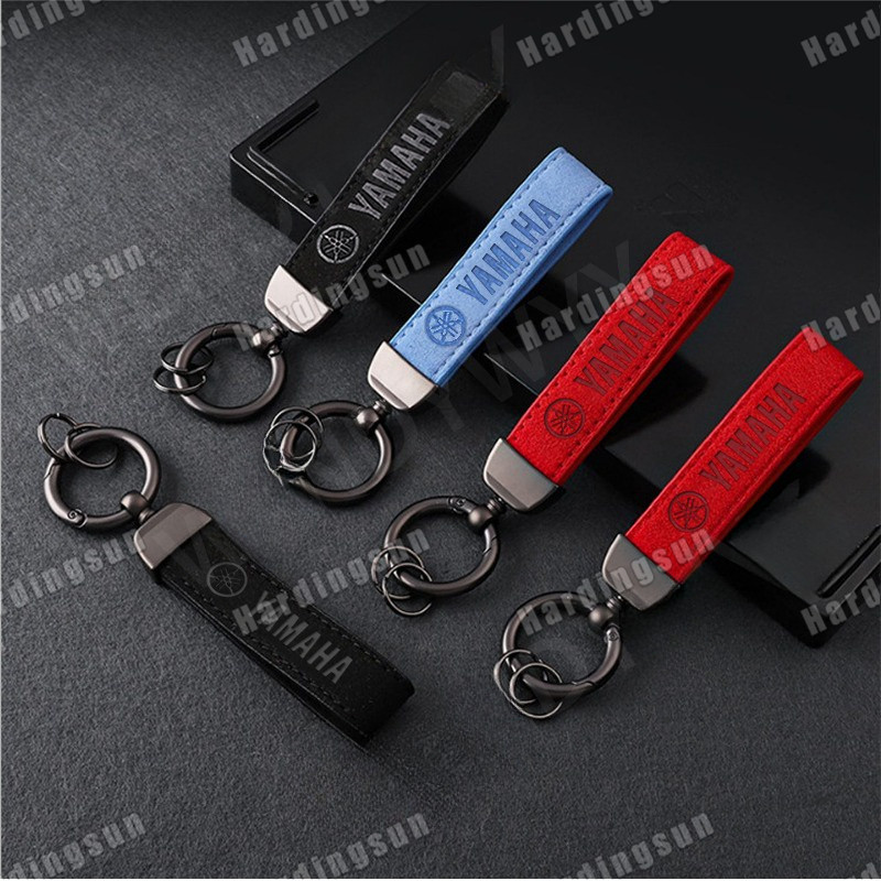 Car Key Chain Genuine Leather Keychain Pure Color Buckle Car Key Ring ...