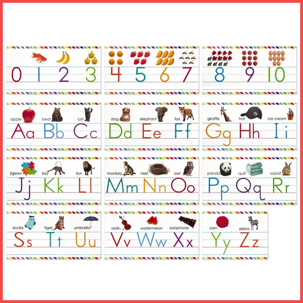 Classroom Alphabet Alphabet Wall Decorations Display Set Number Posters ...