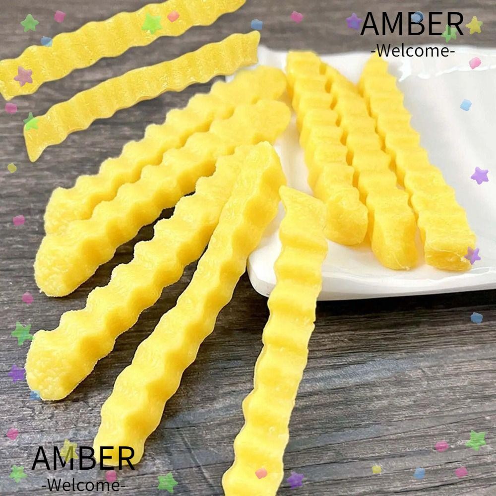 AMBER 10Pcs Fake Chips Models, PVC Yellow Wave Shape French Fries ...