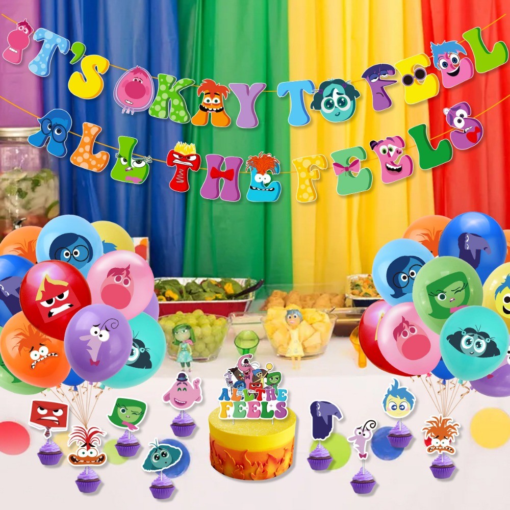 Inside Out Birthday Theme Party Decoration Birthday Flag Pulling Cake ...
