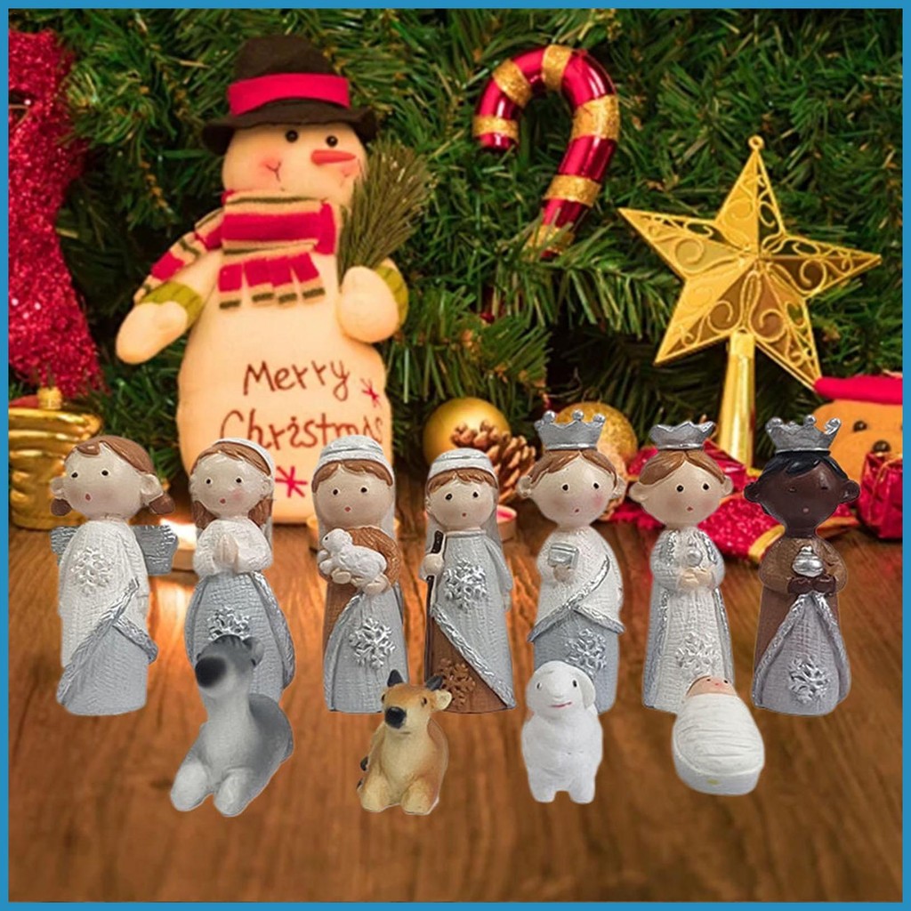 Nativity Christmas Ornaments Miniature Manger Scene Set Cartoon ...