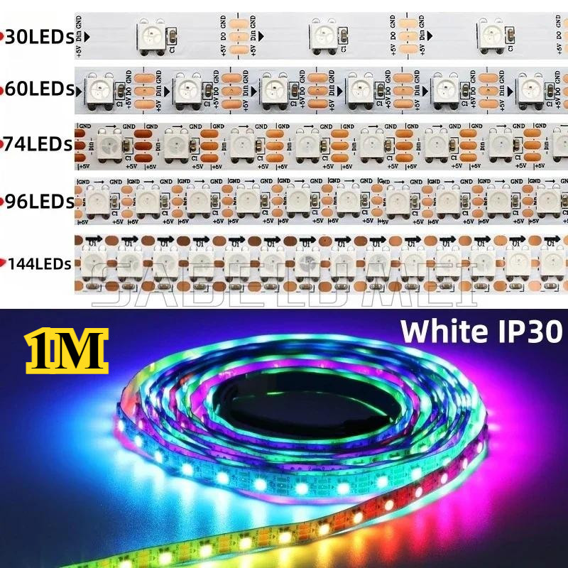 IP30/65/67 1M 30/60/74/96/144 Leds DC5V WS2812B Led Strip Smart 5050 ...