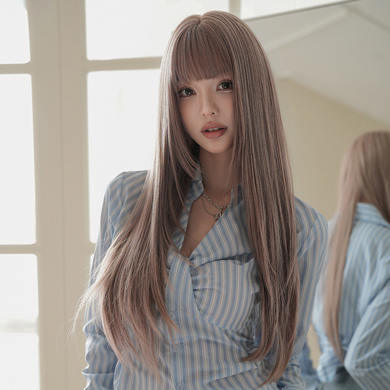 7jhh WINGS Wig C-0439 Female Long Straight Hair Thin Rattan Pink Full ...