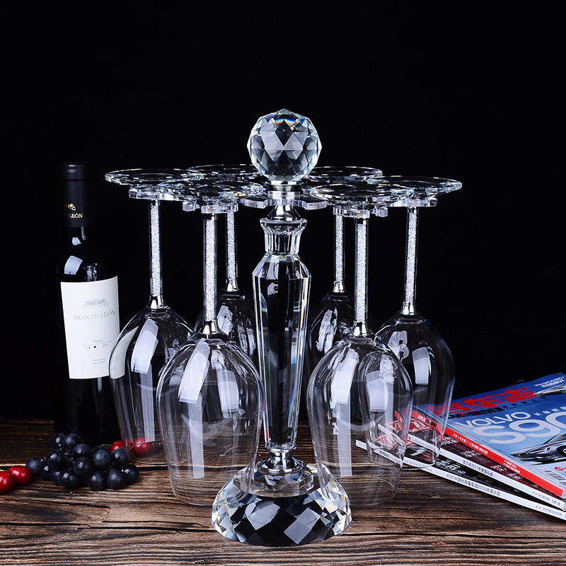 [48H Shipping] Large Crystal Rotating Wine Glass Rack European Style ...