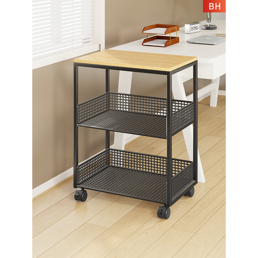 [in stock] Desk Side Storage Rack, Movable Small Bookshelf with Wheels ...