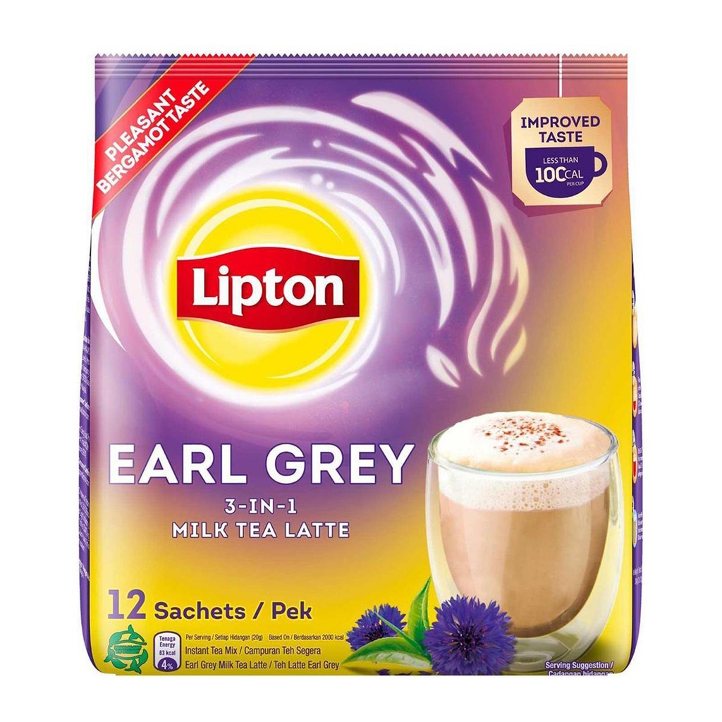 Lipton 3 In 1 Earl Grey Milk Tea Latte Pack of 12 (12 x 20g) | Shopee ...