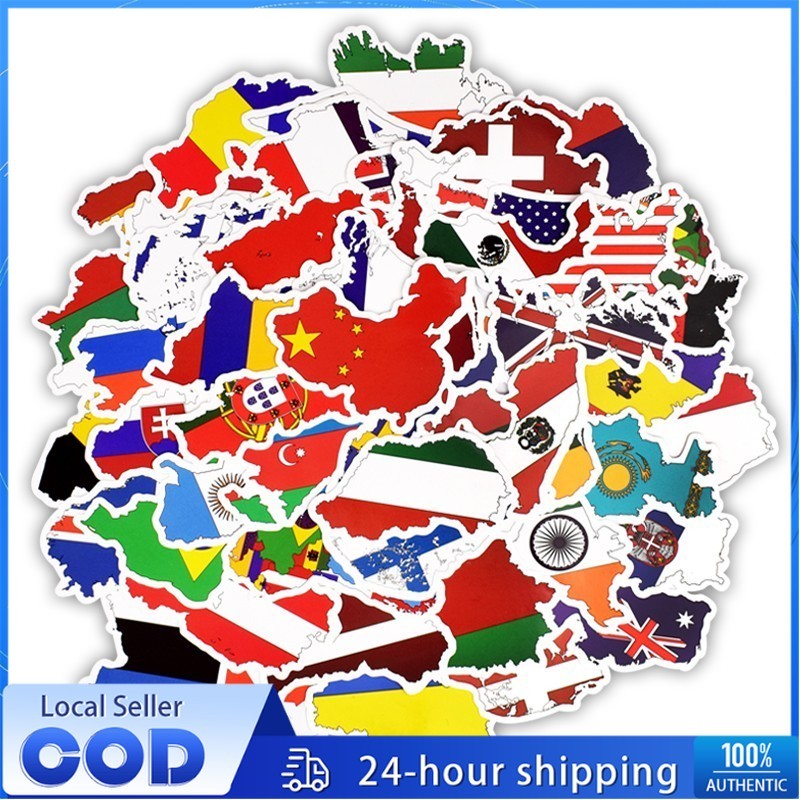 World Map Flags Collection 50PCS Country Stickers Geography Learning ...