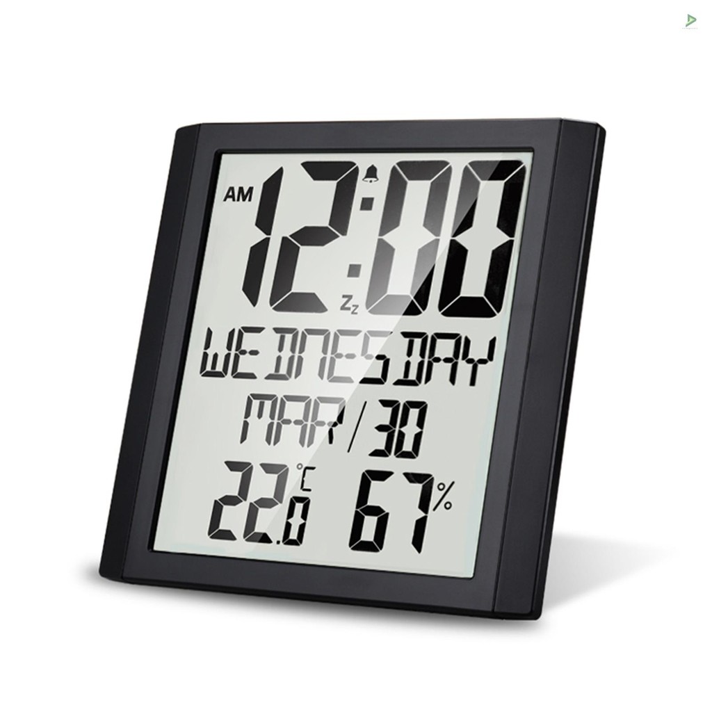 Digital Wall Clock with Temperature & Humidity 8.6'' Large Display Time ...