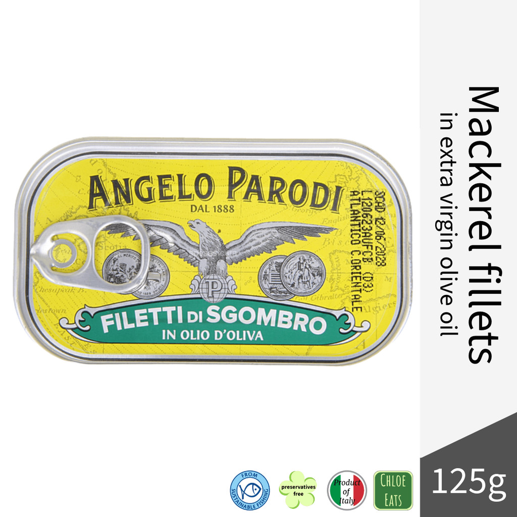 Angelo Parodi Italian Sgombro Mackerel fillets in olive oil 125g ...