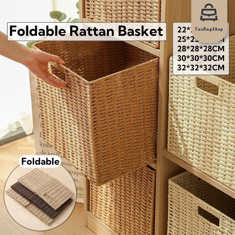 TasBagShop Hand-woven Basket Foldable Laundry Basket Toy Clothing ...