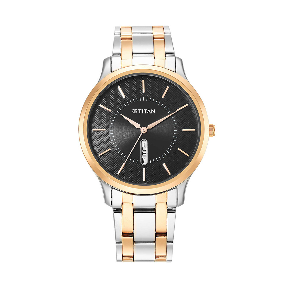 Titan Karishma 1825KM02 Black Dial Stainless Steel Strap Quartz Men's ...