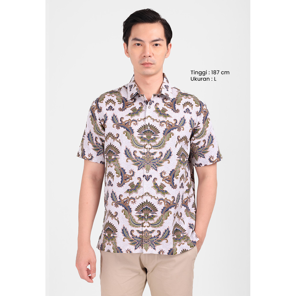KEMEJA Manzone - Sayaki Men's Short Sleeve Batik Shirt 2 Comfort Fit ...