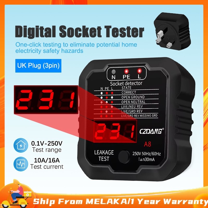 10A/16A Digital Display Socket Tester Plug Checker Earthing Tester ...