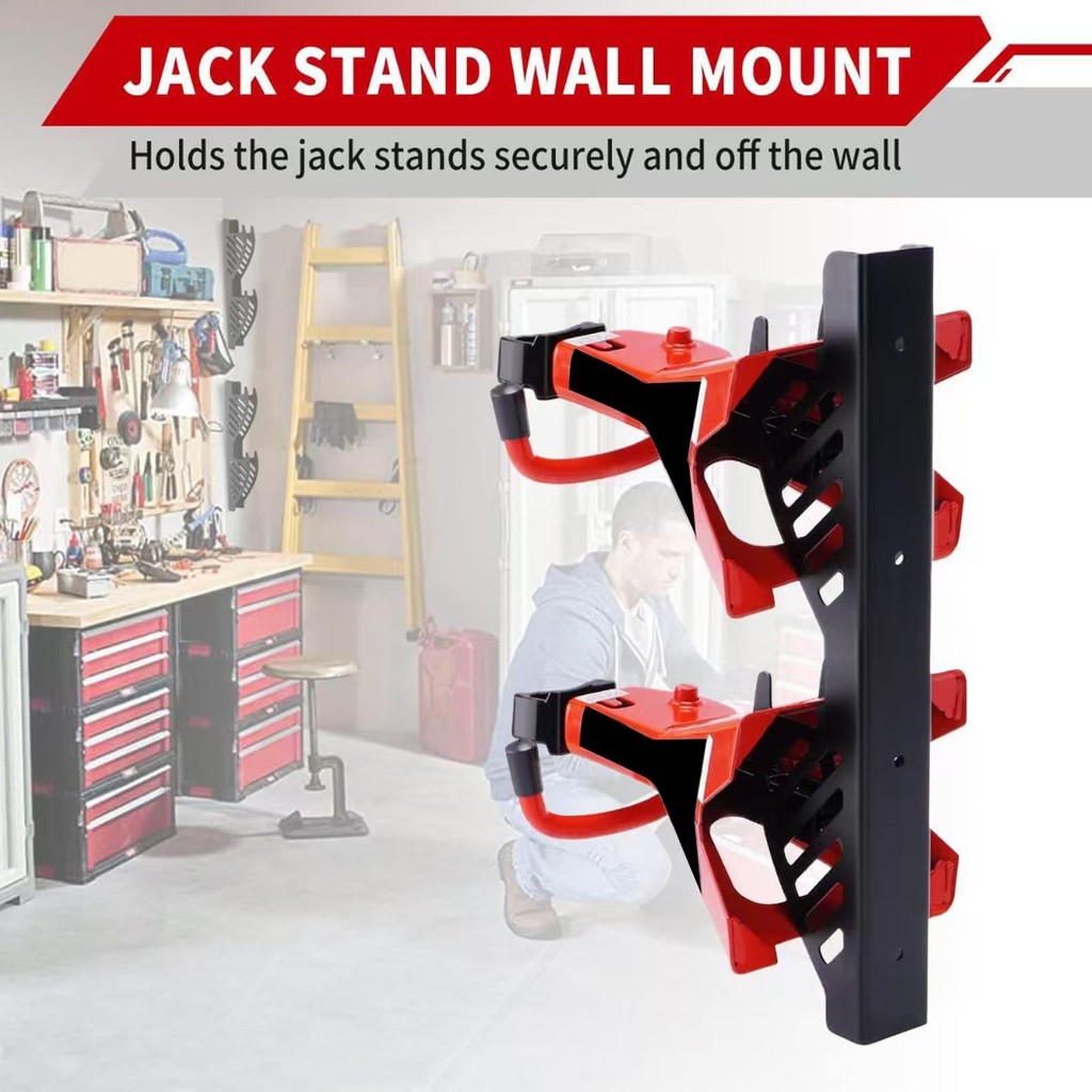 Jack Stand Rack Wall Mount Organizer Heavy Duty Steel Jack Stand Holder ...