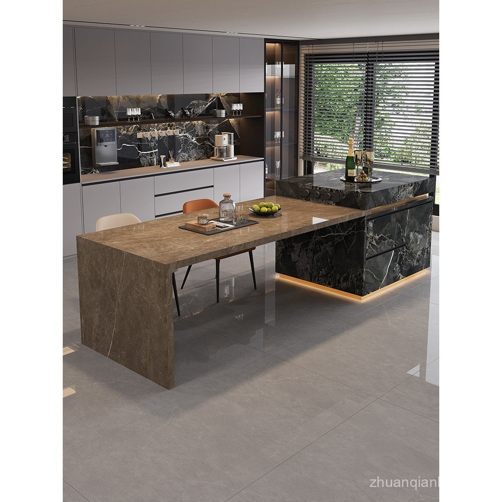 Luxury Stone Rock Slab Island Table Dining Table Integrated Home ...