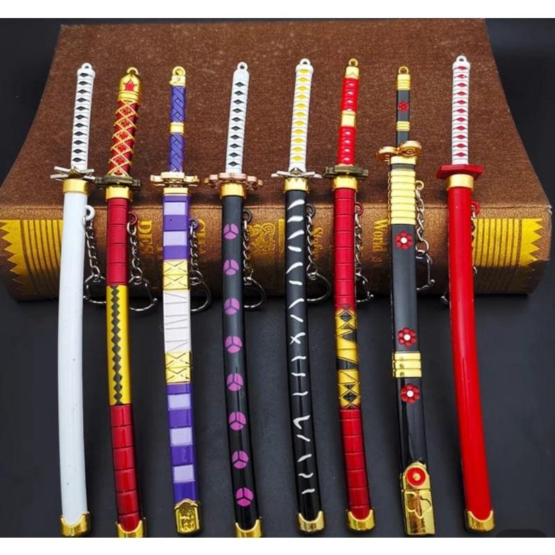 TOY One Piece Roronoa Zoro Swords Keychain 22cm Full Metal Alloy Luffy ...