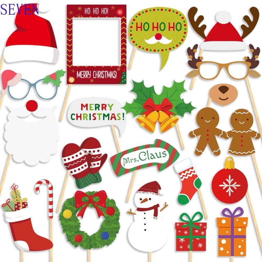 SEVEN Christmas Handheld Photo Props, Craft Snowman Christmas Photo ...