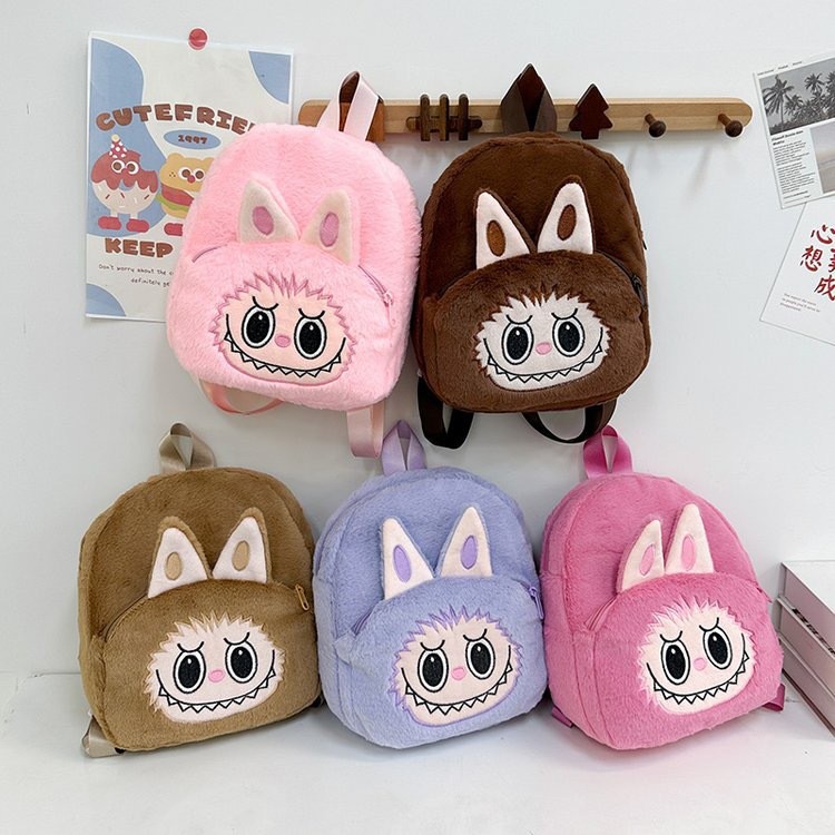 2024 New Labubu Plush Backpack Cute Labubu Doll Plush Bag Children ...