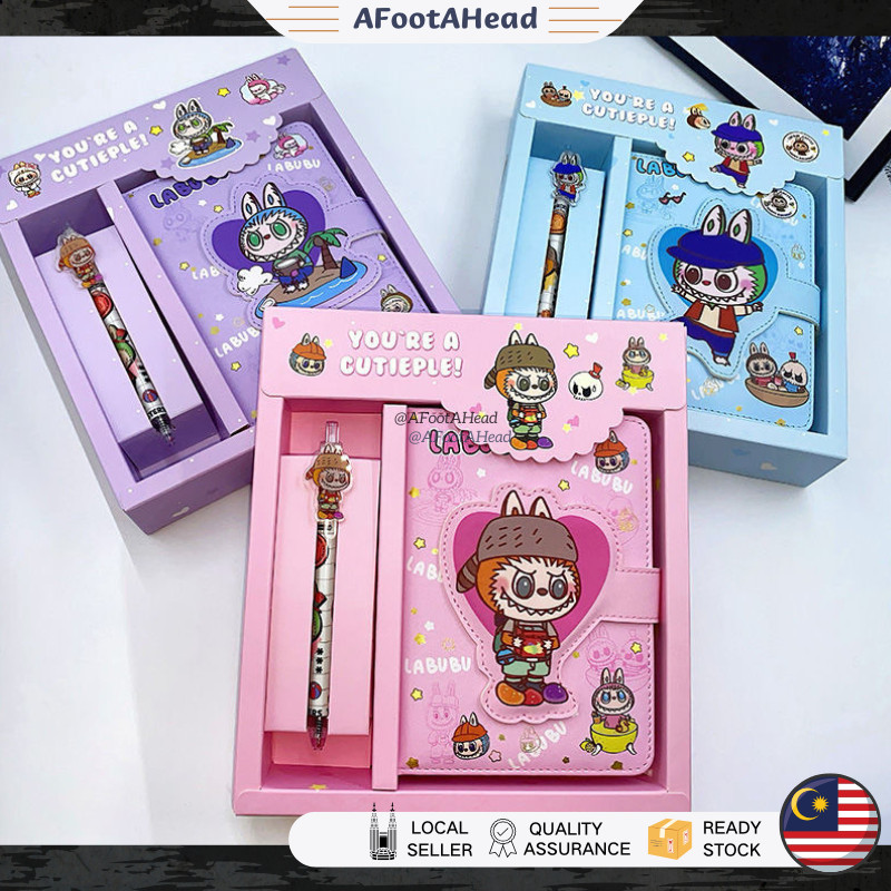 Labubu Notebook Pen Box Cartoon Box Set Students Cute Notepad Handbook ...