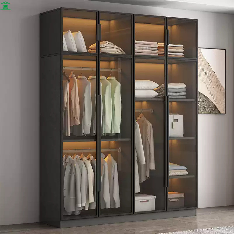 AH Wardrobe Home Bedroom Glass Door Cloakroom Floor Wardrobe ...