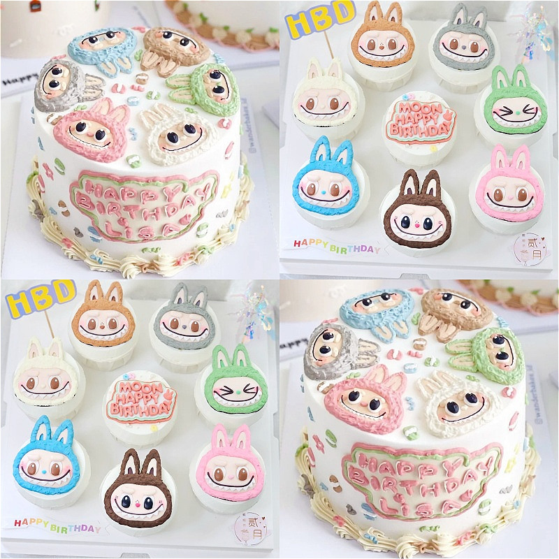Cartoon Cute Labubu Fairy Birthday Cake Decoration Labubu Soft Rubber ...