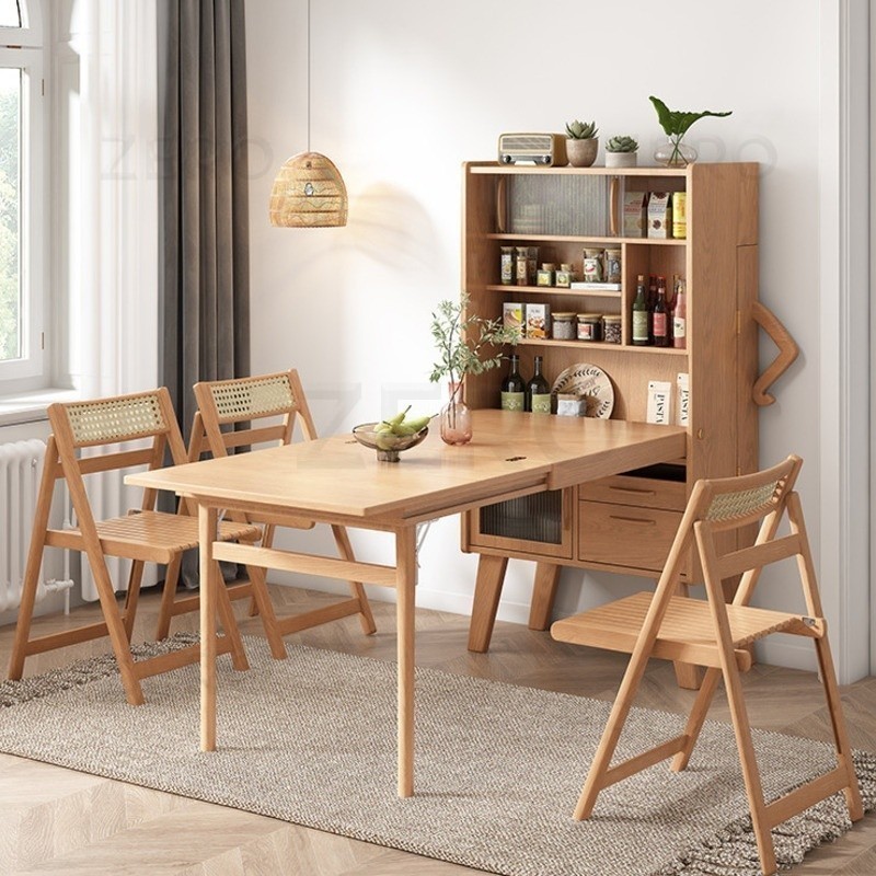 Dining Table Solid Wood Rectangular Dining Table Integrated Folding ...