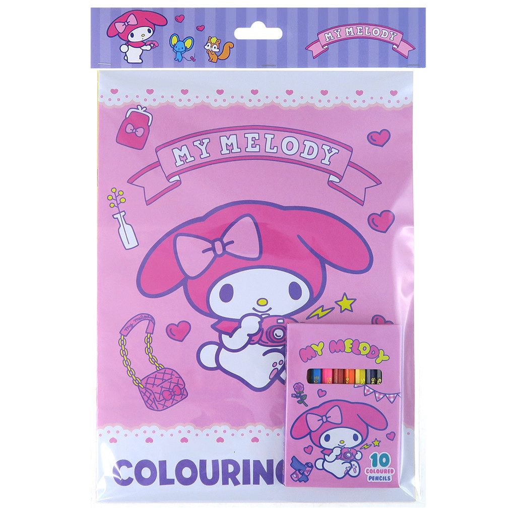 My Melody Cute Colouring Pad With Sticker & Colour Pencil Set (9235 ...