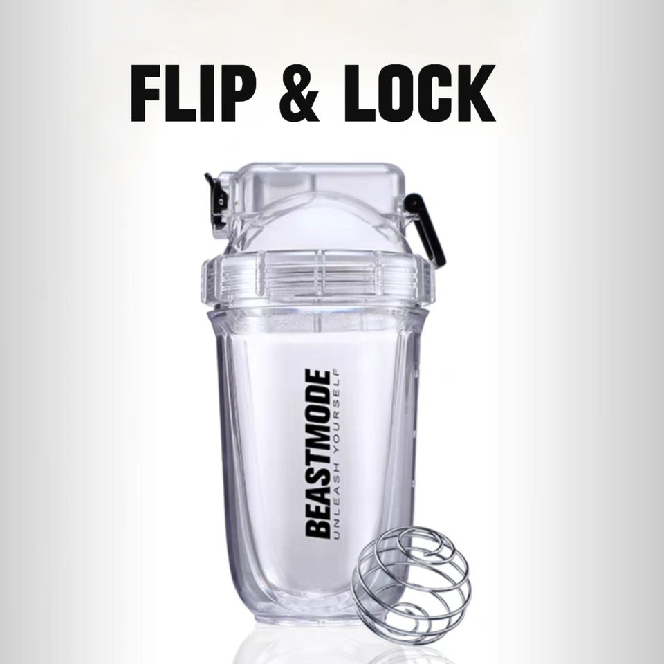 Beastmode Flip & Lock Protein Shaker Mixer Tritan Sports Bottle 560ml ...