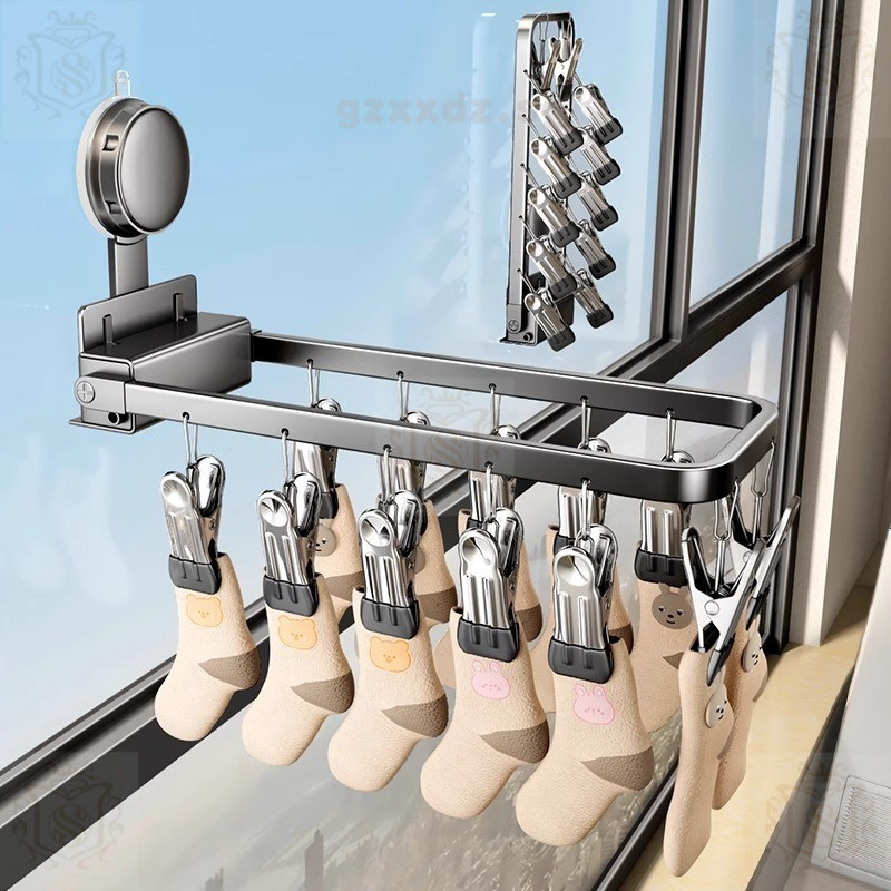 Suction Cup Balcony Clothes Drying Rack Multi-Clip Drying Rack for ...
