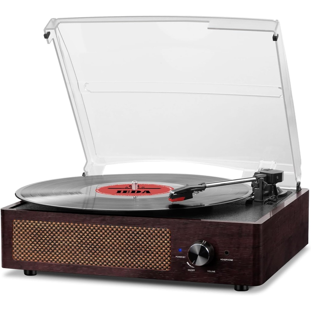 Vinyl Record Player Bluetooth Belt-Driven 3-Speed Turntable, Vintage ...