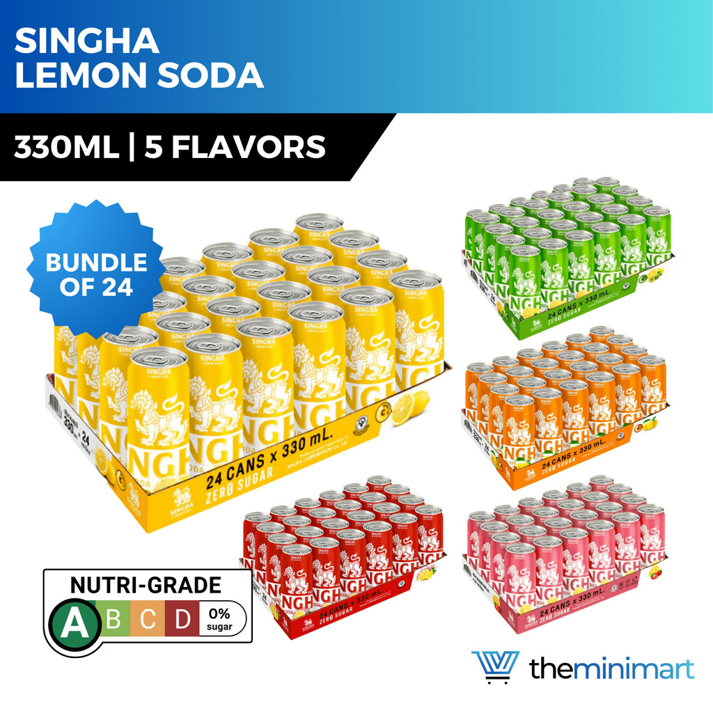 [Bundle of 24] Singha Lemon Soda Can 330ml - Thirst Quenching, High ...