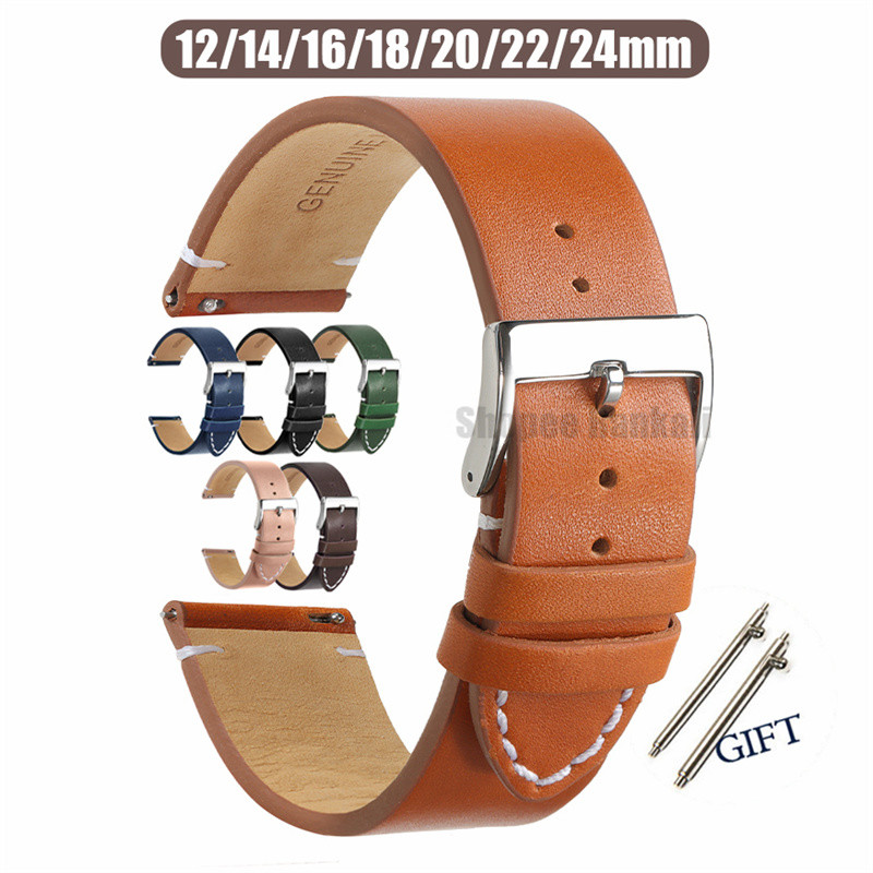 12-24mm Genuine Leather Universal Watch Strap Quick Release Band Women ...