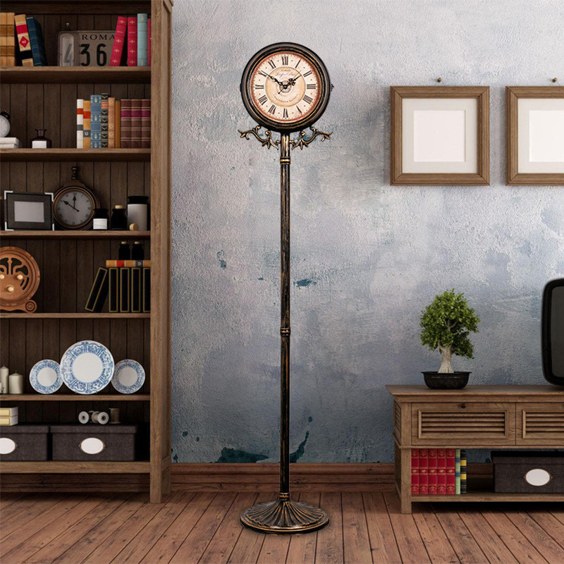 American Retro Large Living Room Mute the Grandfather Clock European ...