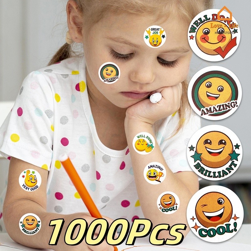 1000 Pcs Interesting Cartoon Smiley Face Emoji Reward Decal - DIY ...