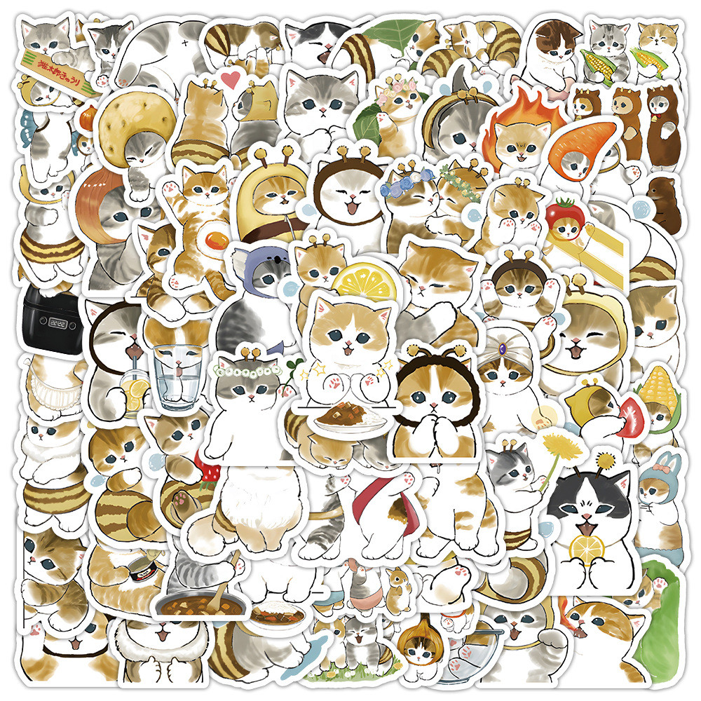 100 pcs Cute Mofusand Little Cats Waterproof Scrapbook Stickers ...