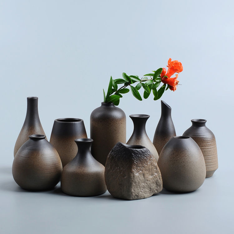 Stoneware Mini Flower Vase Imitating Stone Flower Ware Japanese Style ...