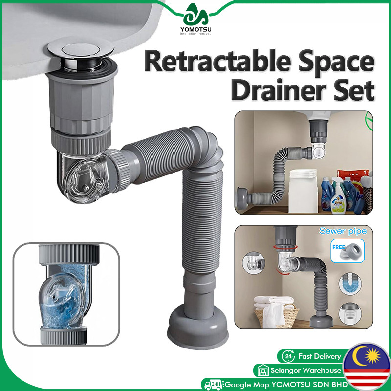 Stainless Steel Basin Odor Proof Drainage Pipe Set Drain Washbasin Sink ...