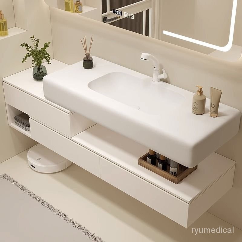 Corian Whole Washbin Simple Modern Bathroom Table Milky White Bathroom ...